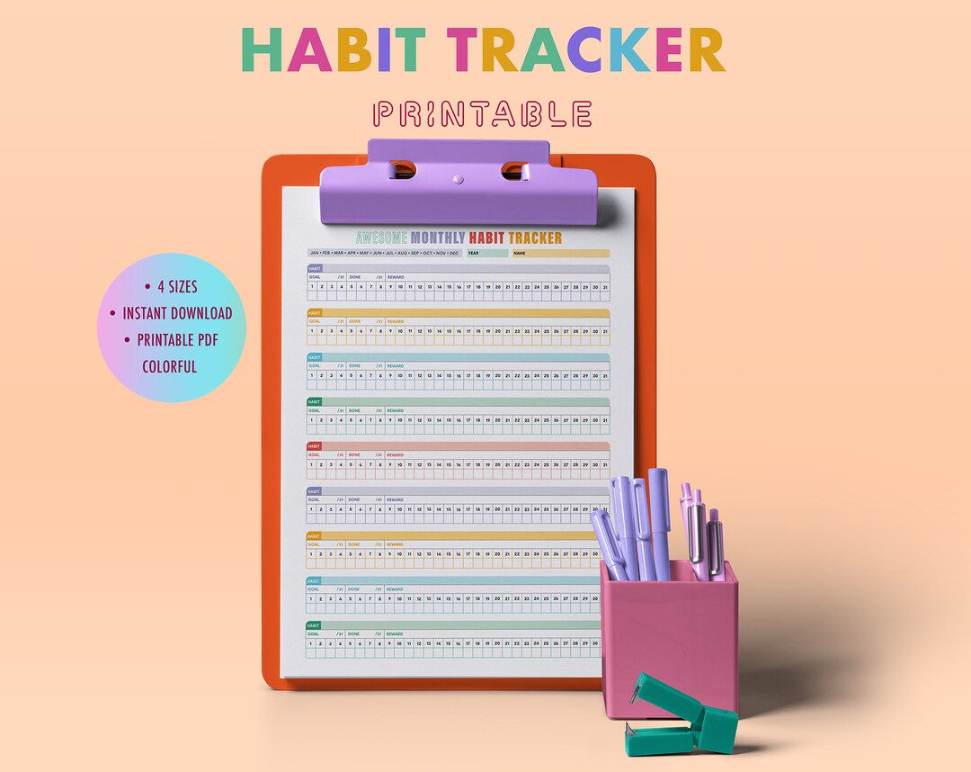 Multi Habit Tracker Printable, Monthly Habit Tracker, Habit Tracker ...