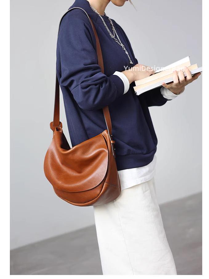 Slouchy Leather Hobo Bag: Soft Cowhide Shoulder Bag Crossbody Shopping ...
