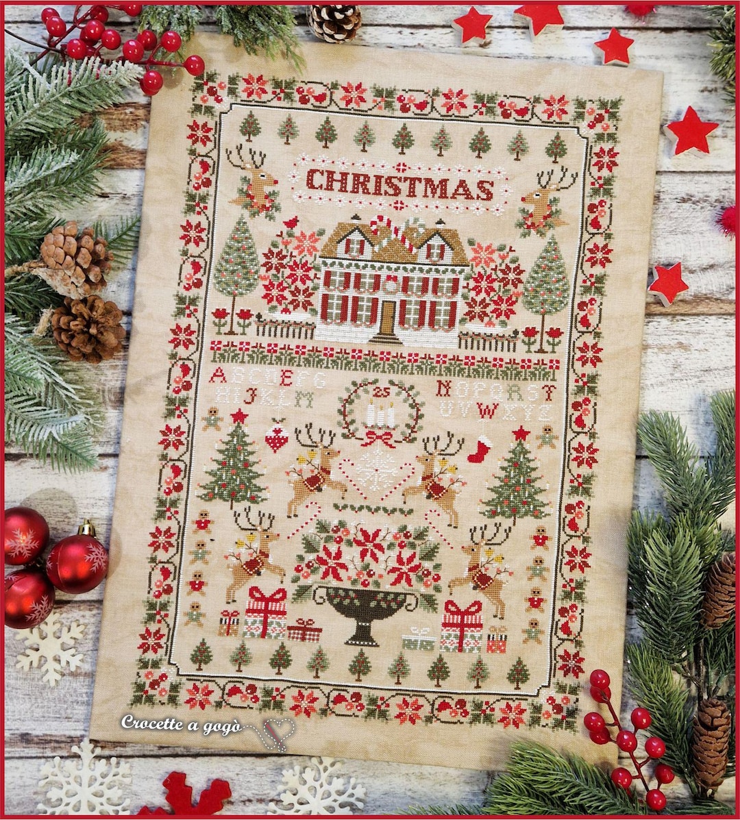 DIGITAL PDF FILE "christmas Sampler", Cross Stitch Chart, With Writing ...