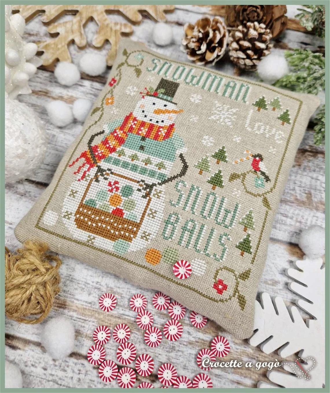 DIGITAL PDF FILE "the Little Snowman", Cross Stitch Cart, Snowman,snow ...