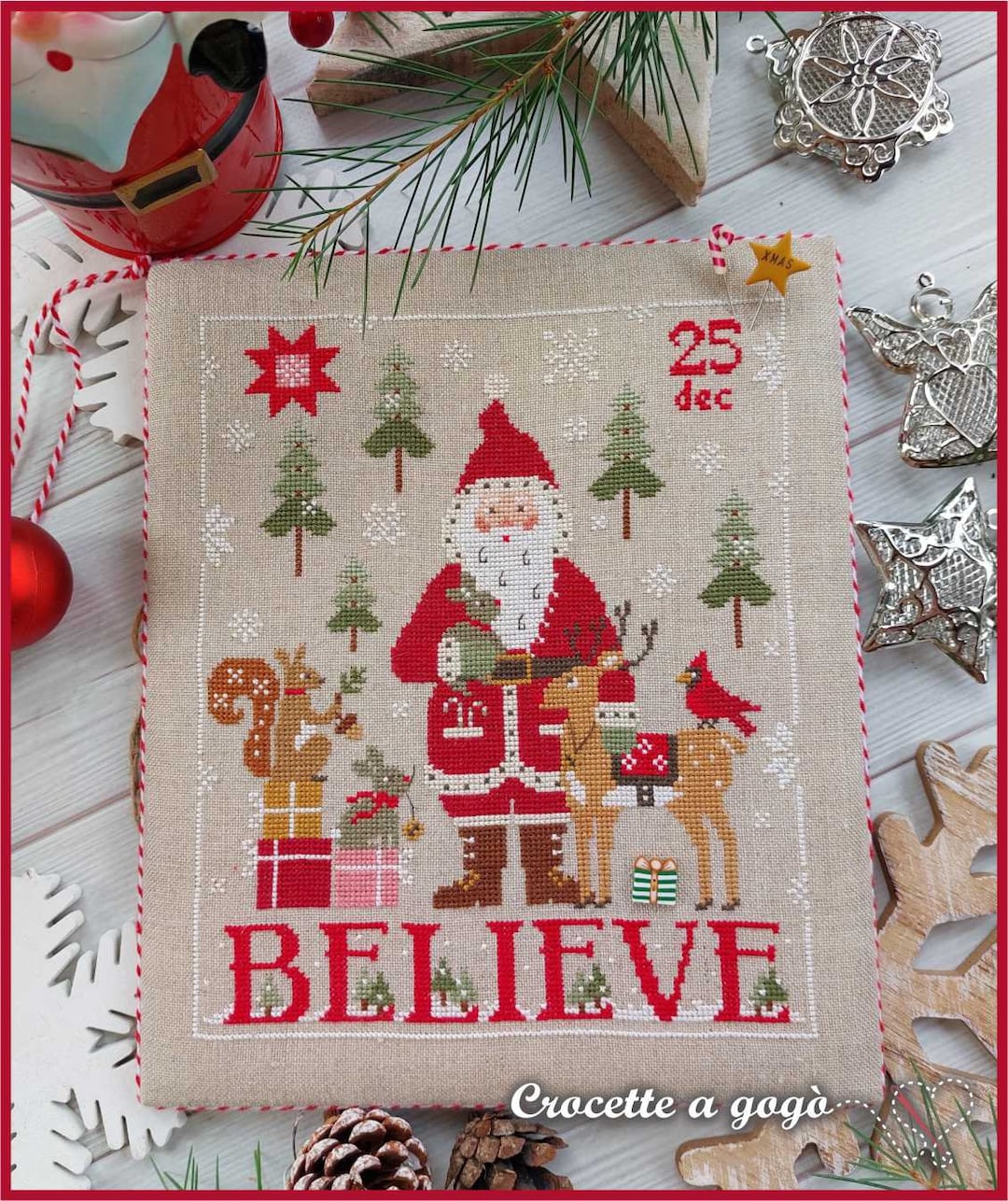DIGITAL PDF FILE "believe" Cross Stitch Pattern-christmas- Santa Claus ...