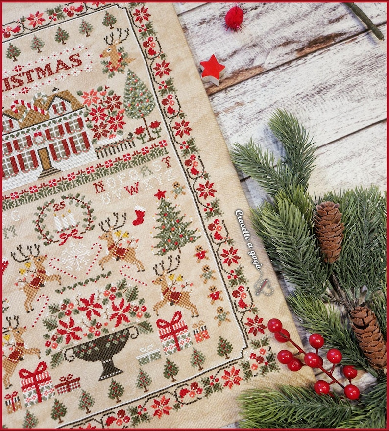 DIGITAL PDF FILE "christmas Sampler", Cross Stitch Chart, With Writing ...