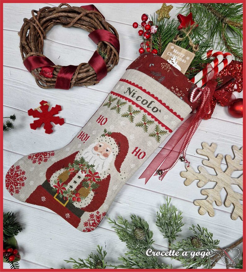 PDF FILE DIGITAL Chart-ho Ho Ho Christmas Stocking 2024 Cross Stitch ...
