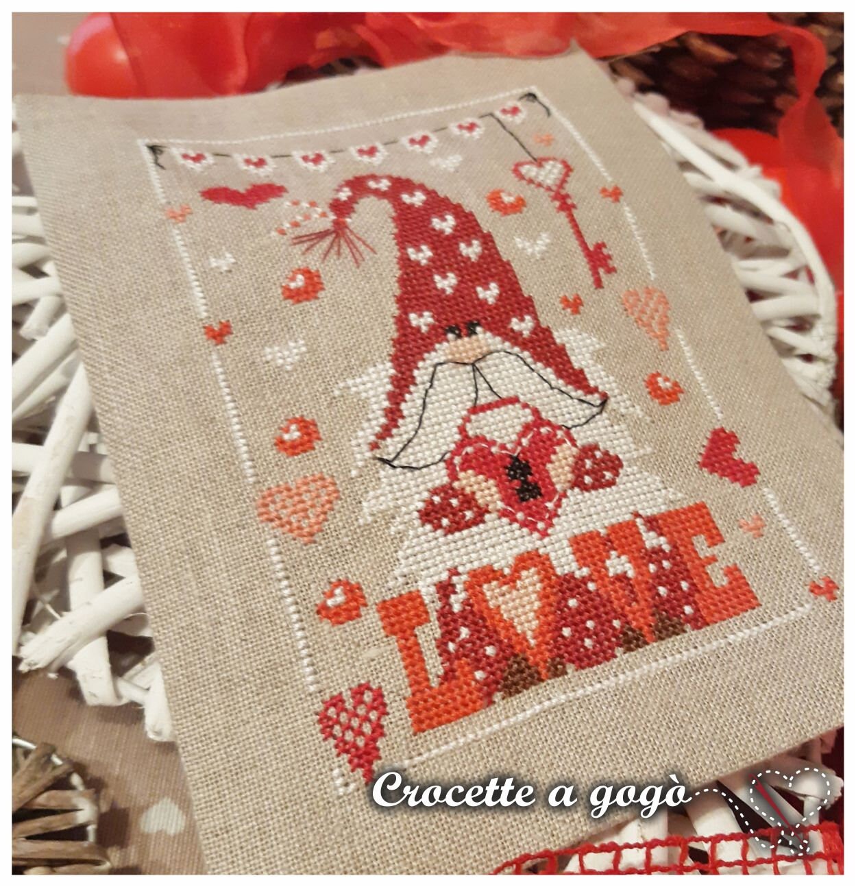 PDF DIGITAL FILE Chart-gnome in Love- Cross Stitch Pattern, Cross ...