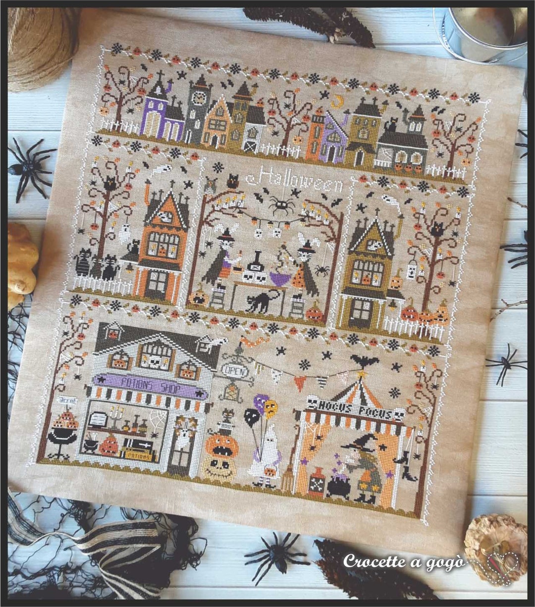 DIGITAL PDF File-halloween in the City-cross Stitch Pattern,halloween ...