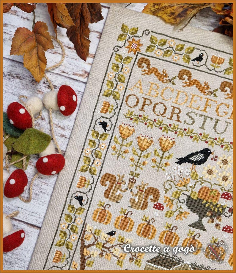 DIGITAL PDF FILE "october Sampler", Cross Stitch Chart,sampler,autumn ...