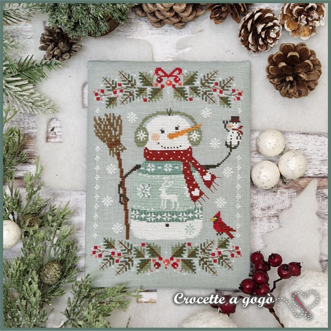 DIGITAL PDF FILE "blue Sweater Weather", Cross Stitch Chart, Snowman ...