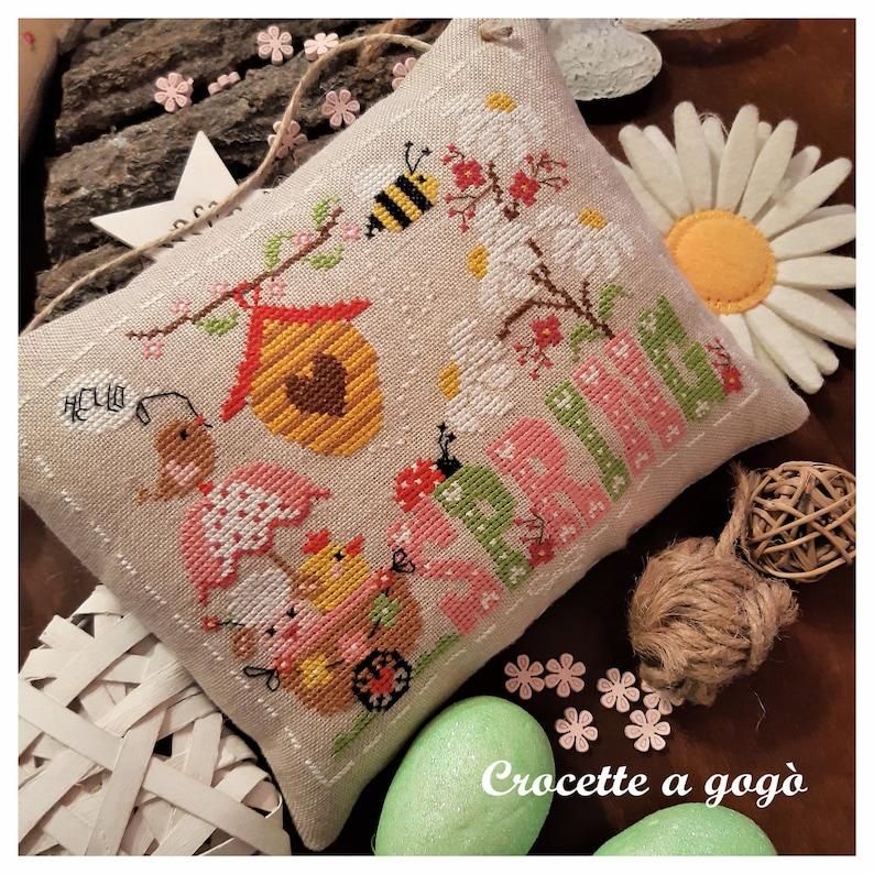 PDF FILE DIGITAL Chart-hello Spring- Cross Stitch Pattern, Spring Cross ...
