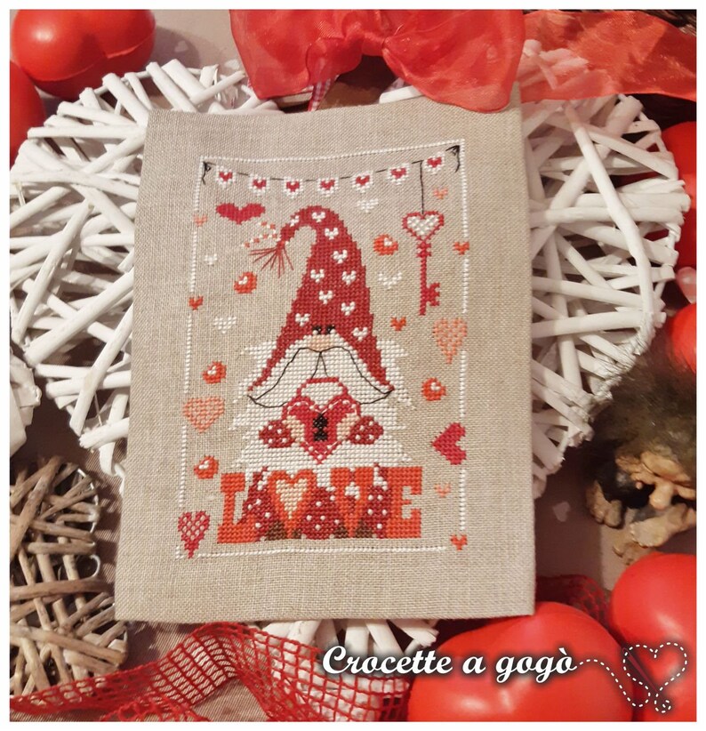 PDF DIGITAL FILE Chart-gnome in Love- Cross Stitch Pattern, Cross ...
