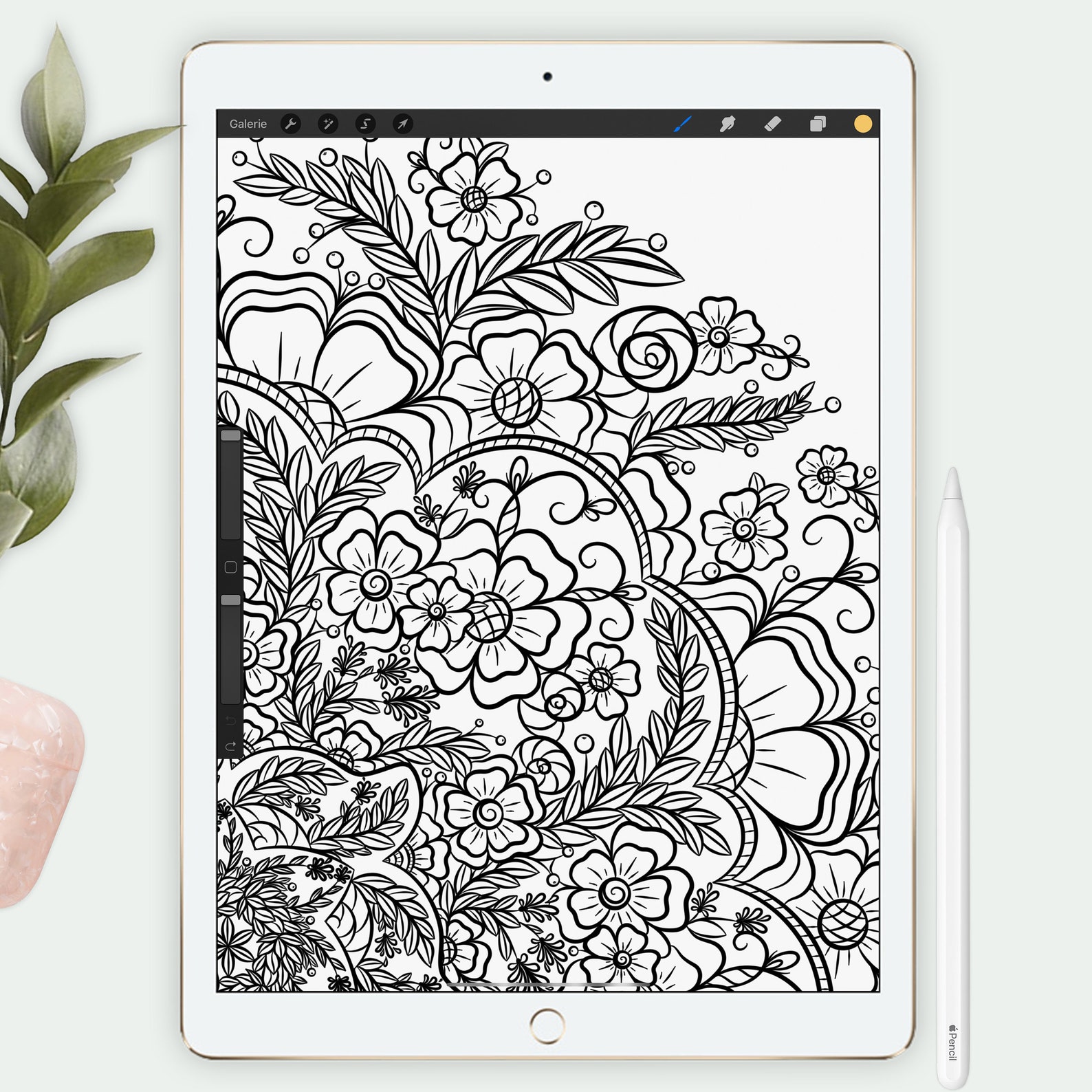 PRINTABLE and DIGITAL Adults Coloring Page Detailed Floral | Etsy