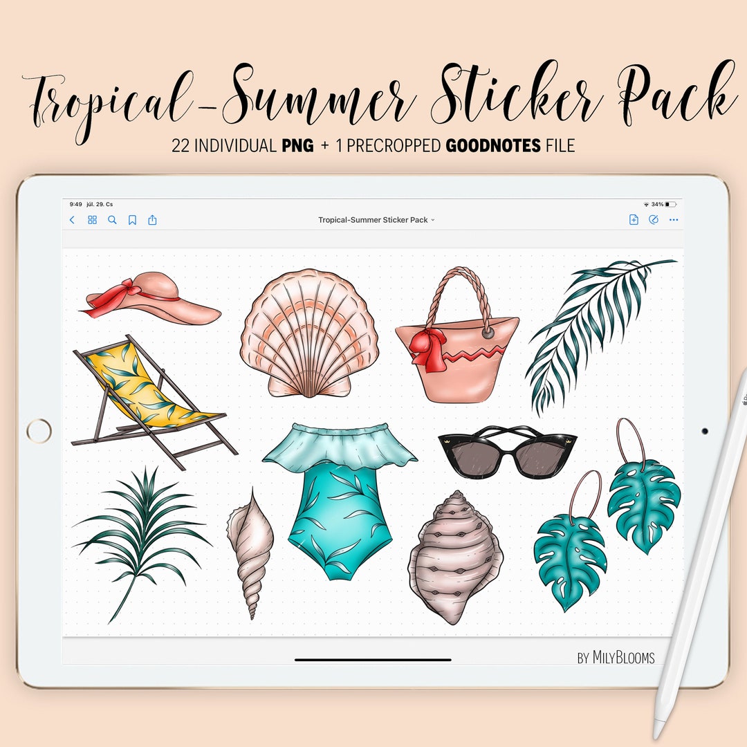 Digital Tropical-summer-sticker Pack Planner Stickers - Etsy