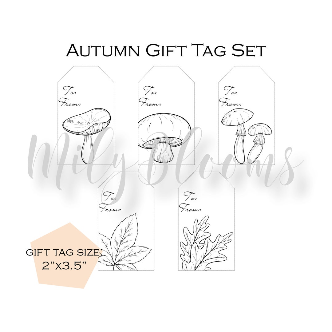 Printable Autumn/ Fall Gift Tag Set Coloring Favor Tags JPG - Etsy