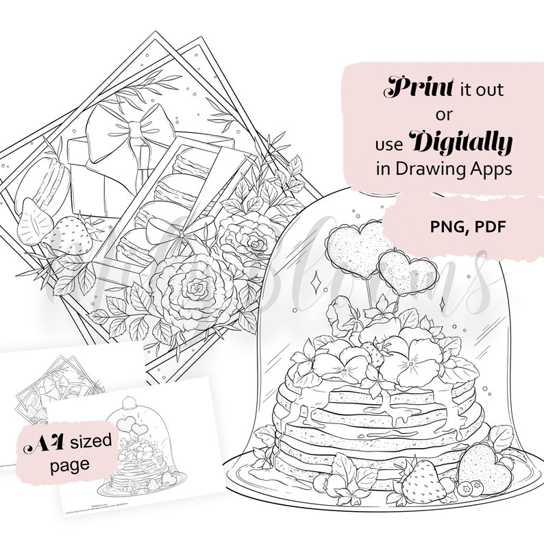PRINTABLE and DIGITAL Coloring Pages for Adults Floral - Etsy