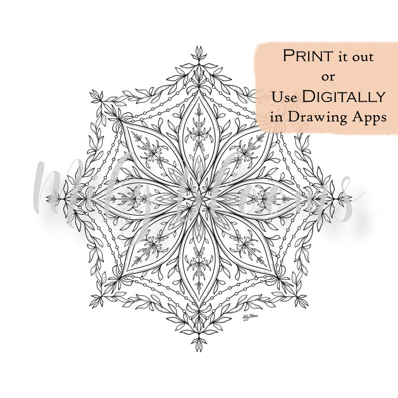 PRINTABLE and DIGITAL Mandala Coloring Page for Adults Boho - Etsy