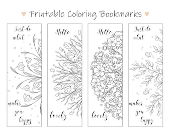 Set of 4 Printable Mandala Coloring Bookmarks JPG PNG PDF | Etsy