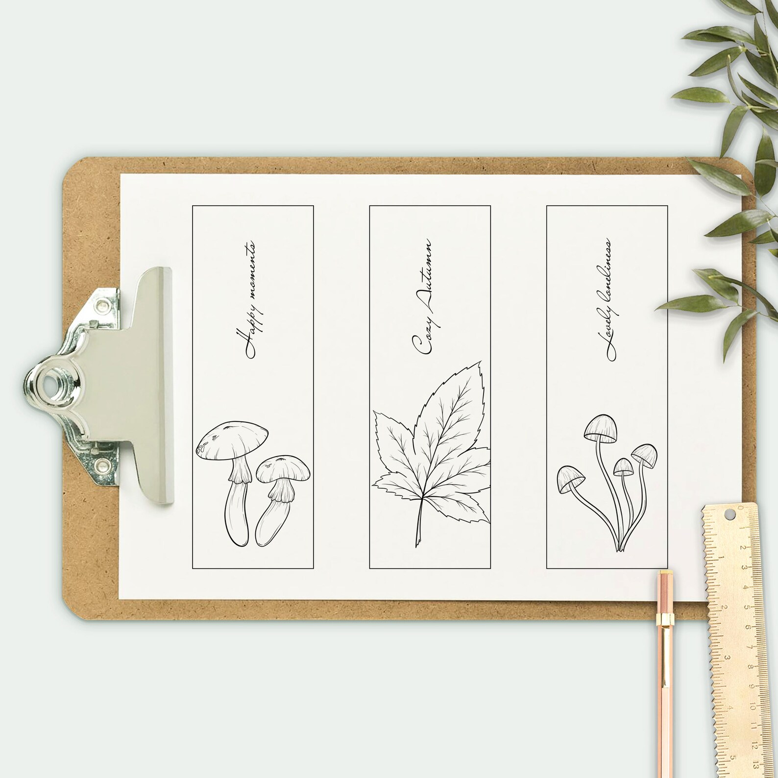 Set of 3 Printable Bookmark, Autumn/ Fall Adults Coloring Bookmarks ...