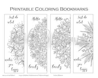 Set of 4 Printable Mandala Coloring Bookmarks, JPG, PNG, PDF - Etsy