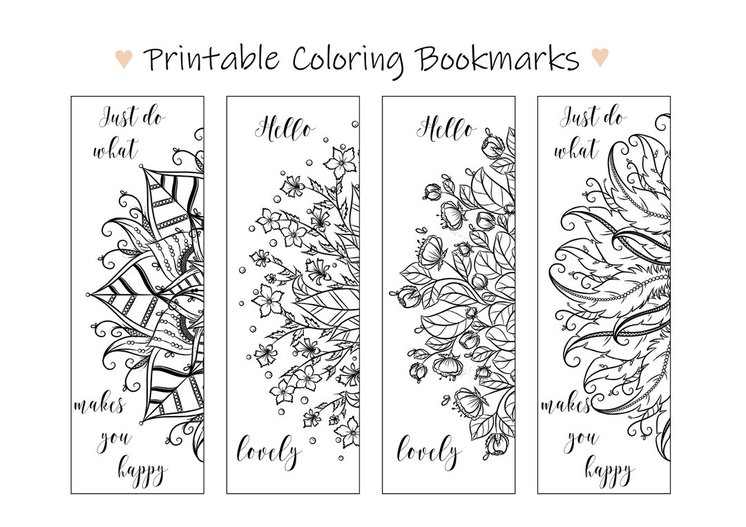 Set of 4 Printable Mandala Coloring Bookmarks, JPG, PNG, PDF - Etsy