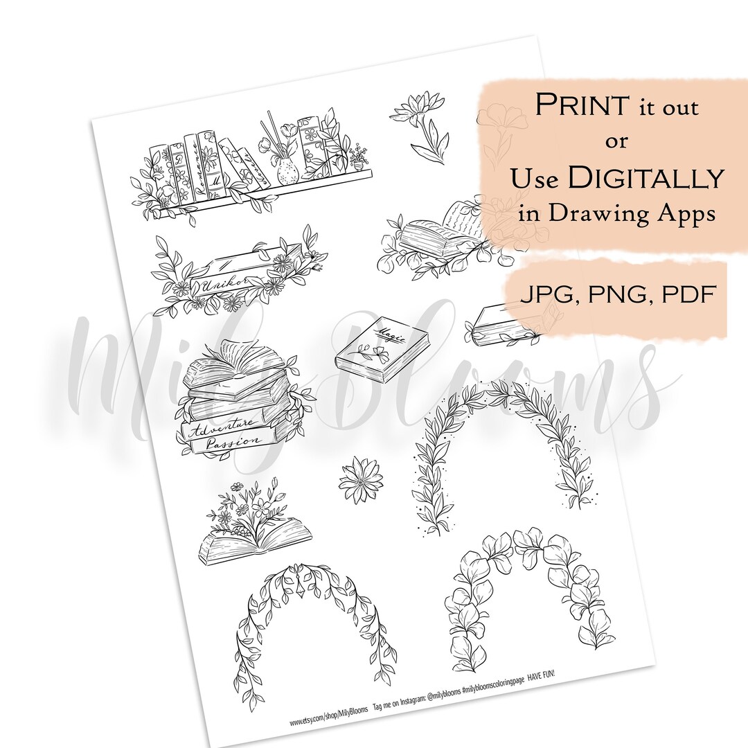 PRINTABLE and DIGITAL Coloring Page for Adults Tiny Floral - Etsy