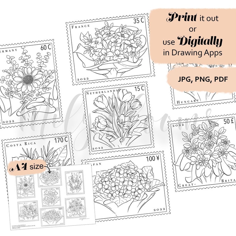 PRINTABLE and DIGITAL Coloring Page for Adults Tiny Flower - Etsy