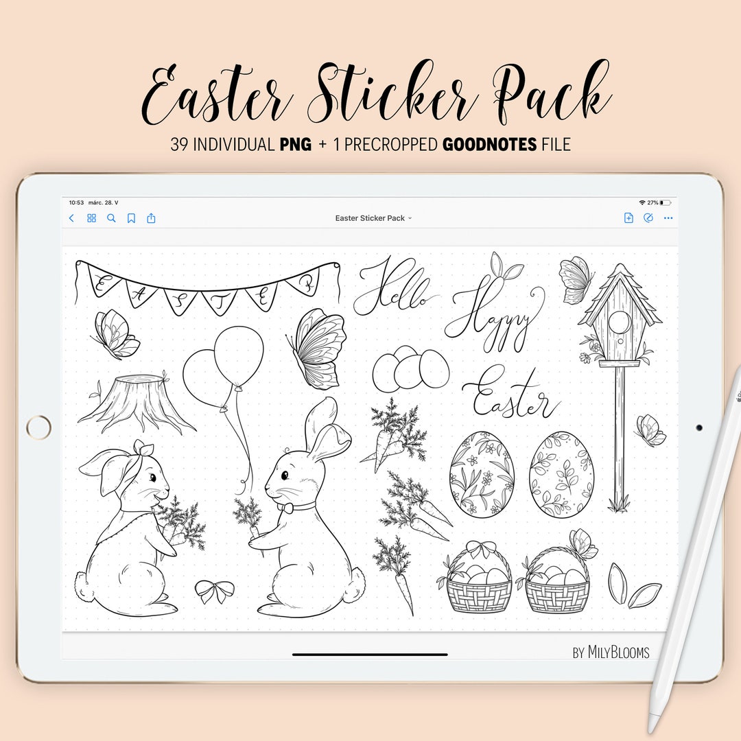 Digital Easter-sticker Pack, Digital Planner Stickers, Bullet Journal ...