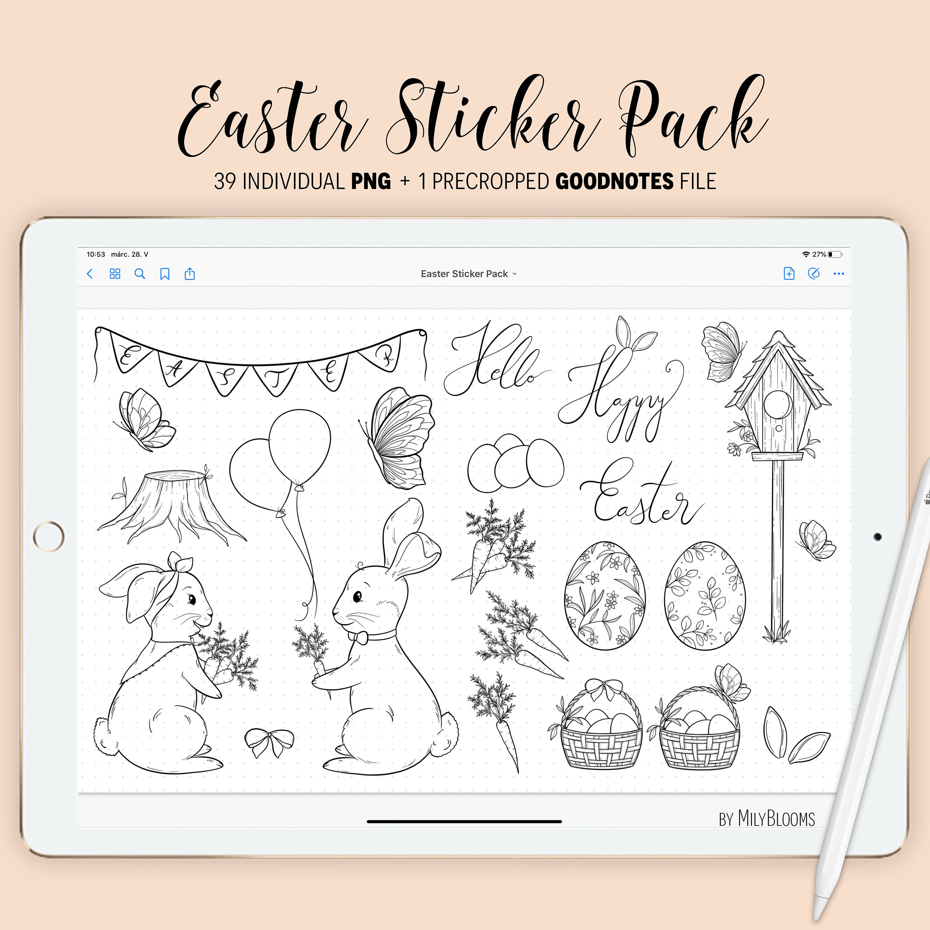 Digital Easter-Sticker Pack Digital Planner Stickers Bullet | Etsy