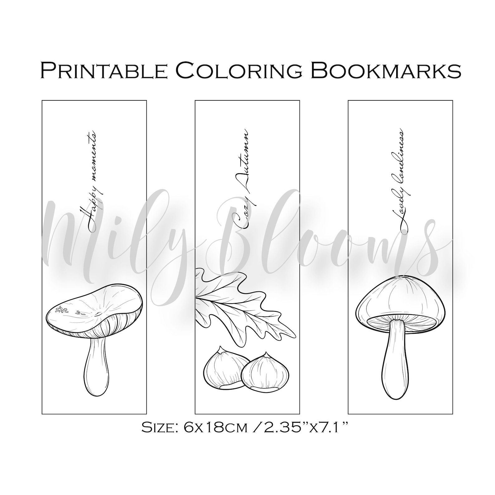 Set of 3 Printable Bookmark Autumn/ Fall Coloring Bookmarks - Etsy