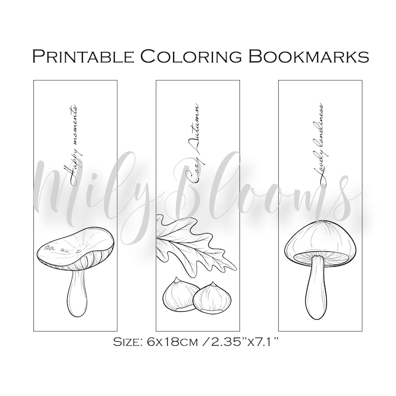 Set of 3 Printable Bookmark Autumn/ Fall Coloring Bookmarks - Etsy