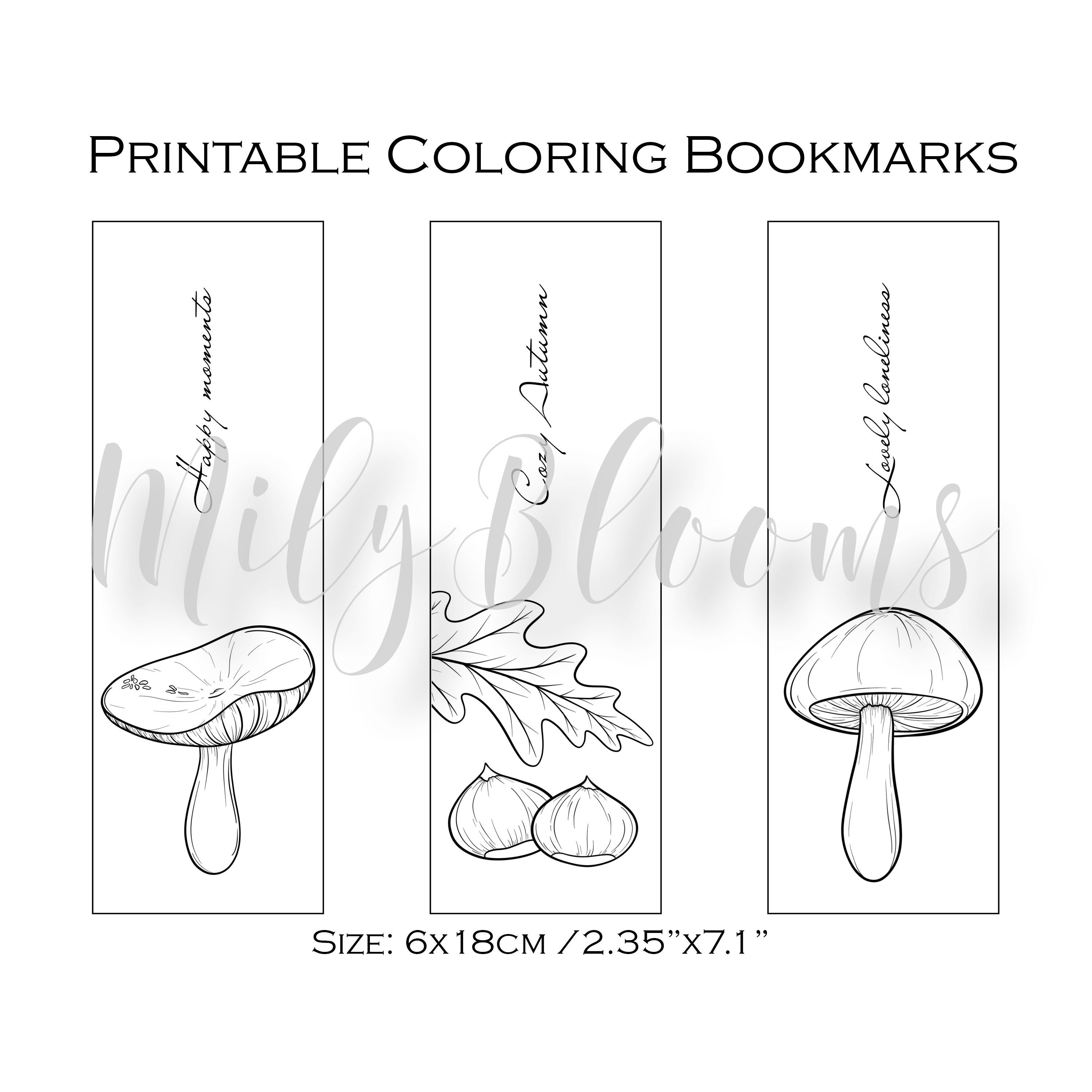 Set of 3 Printable Bookmark, Autumn/ Fall Coloring Bookmarks With ...