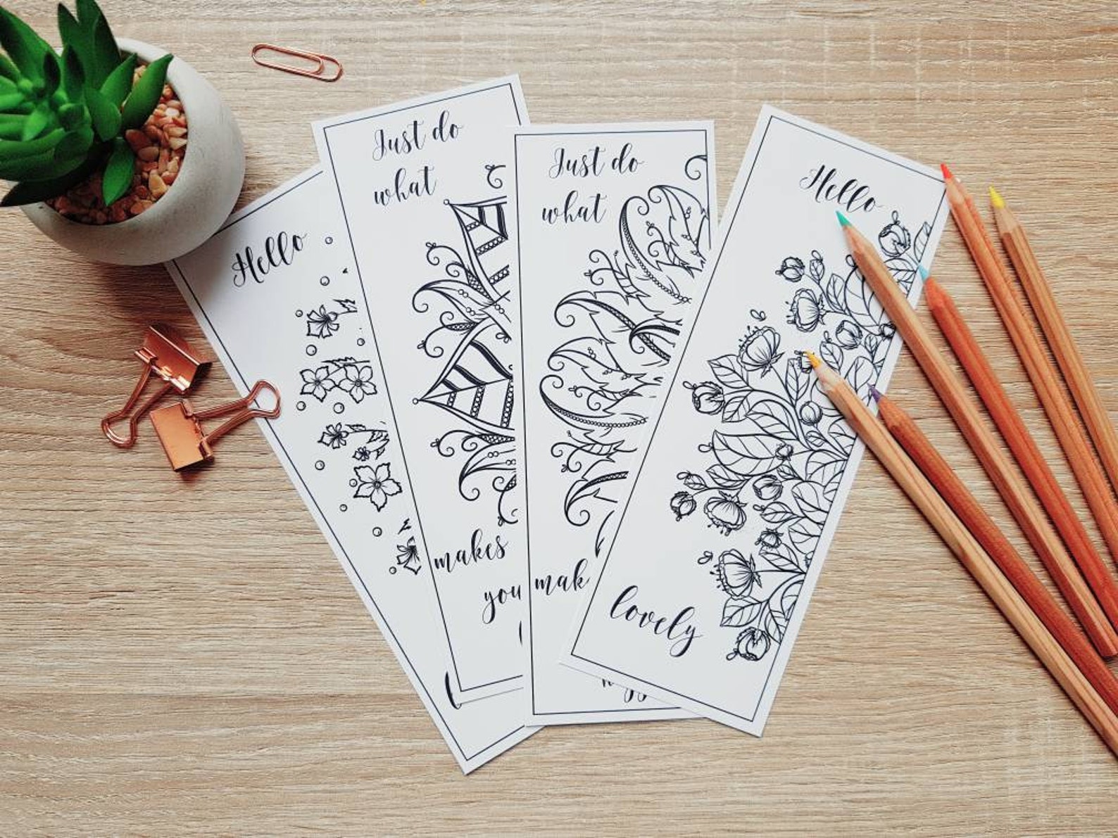Set of 4 Printable Mandala Coloring Bookmarks JPG PNG PDF - Etsy