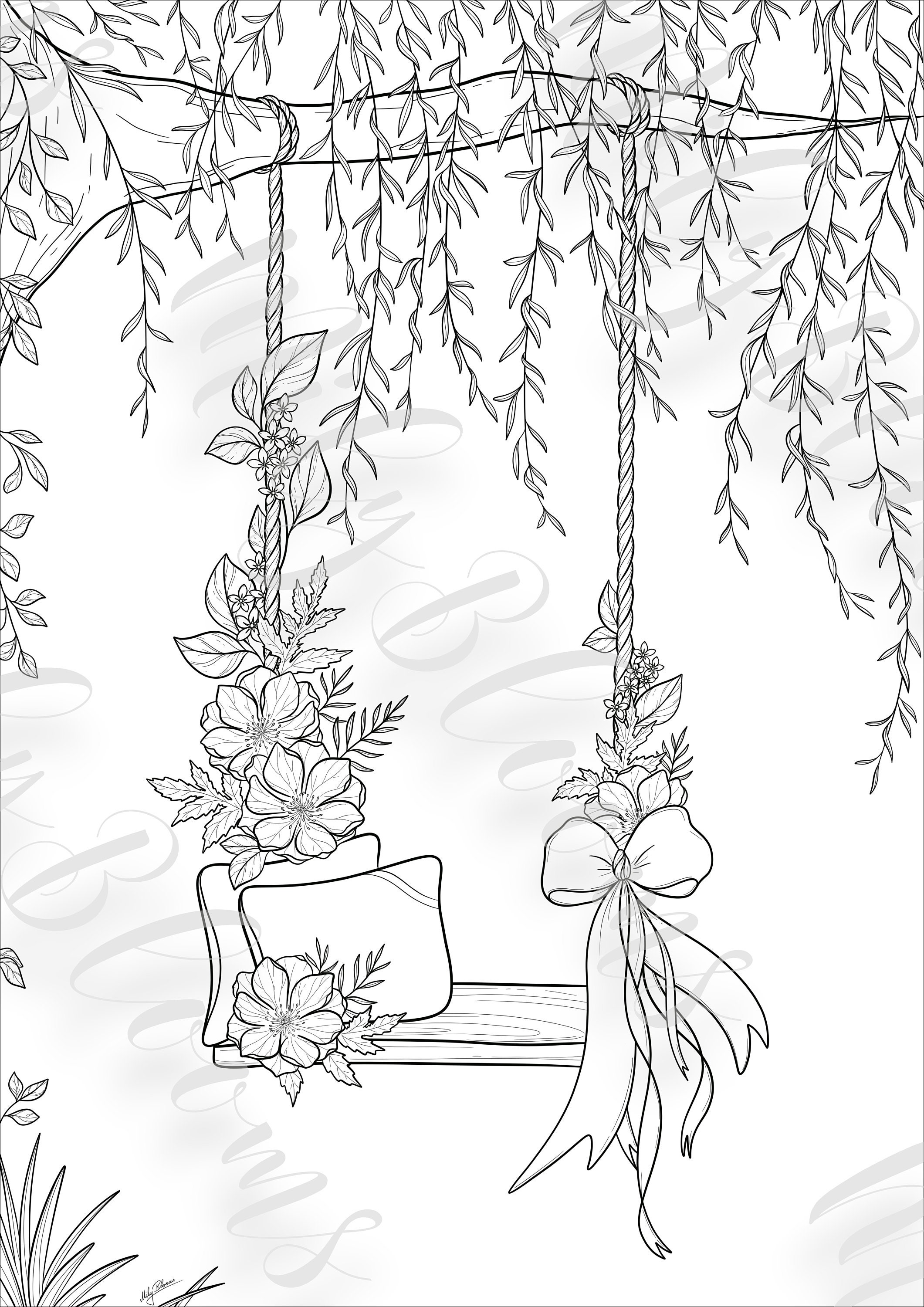 PRINTABLE and DIGITAL Coloring Page for Adults Swing at the - Etsy