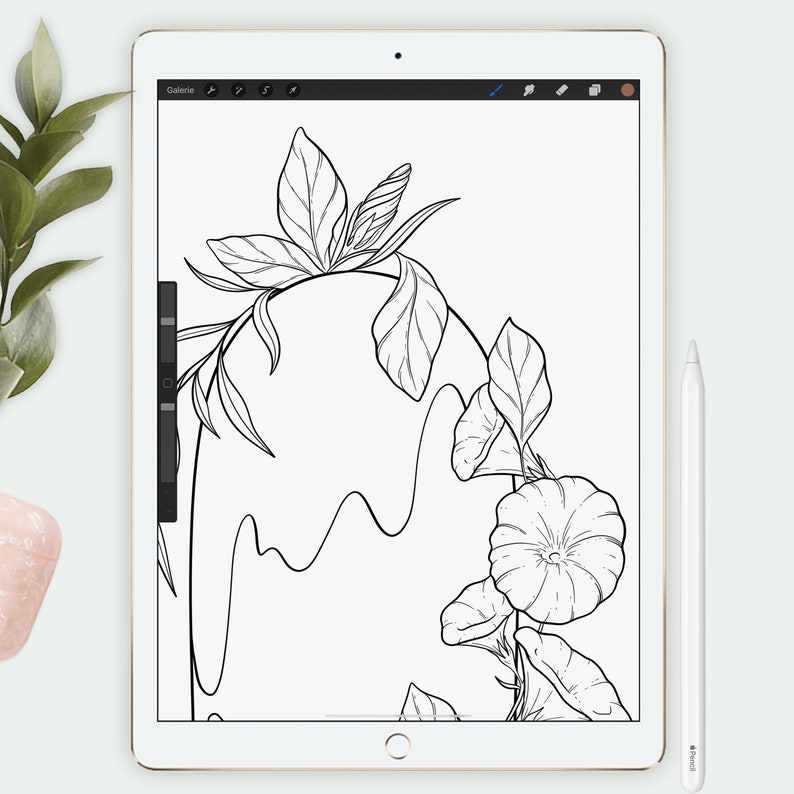 Floral Ice Cream Coloring Page: Botanical Illustration (digital ...