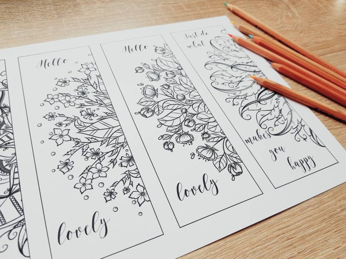 Set of 4 Printable Mandala Coloring Bookmarks JPG PNG PDF - Etsy