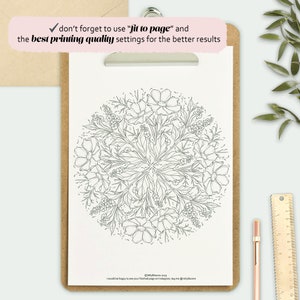 PRINTABLE and DIGITAL Mandala Coloring Page Set for Adults, Floral ...