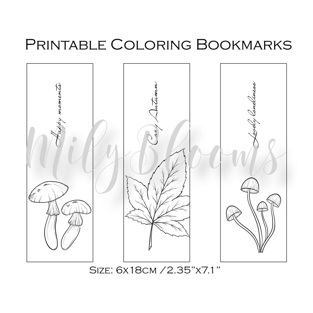 Set of 3 Printable Bookmark, Autumn/ Fall Adults Coloring Bookmarks ...