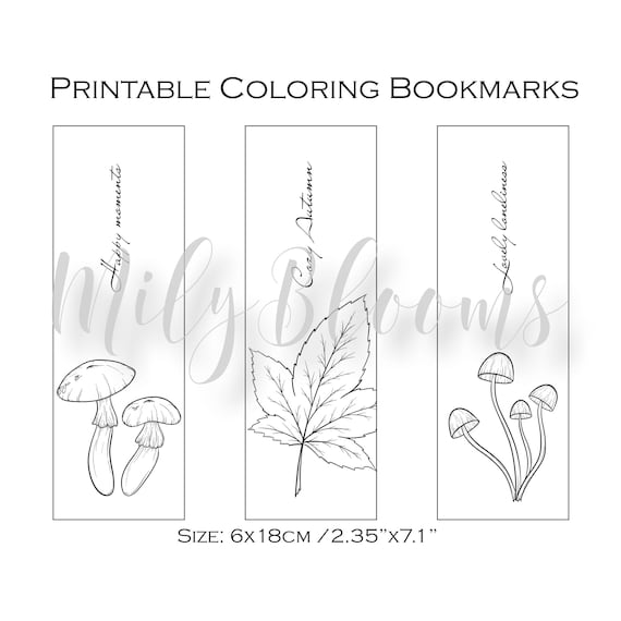 Set of 3 Printable Bookmark Autumn/ Fall Adults Coloring - Etsy