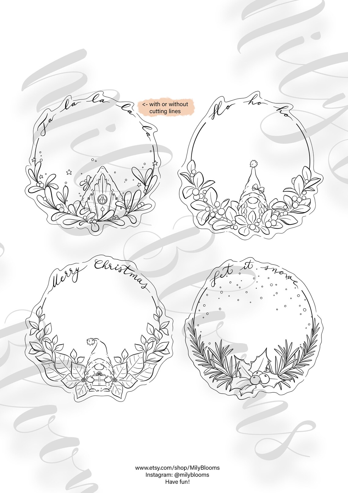 Printable Christmas Gift Tag Set Round Coloring Favor Tags | Etsy