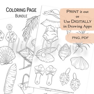 PRINTABLE and DIGITAL Tropical Adults Coloring Page, Summer Tiny ...