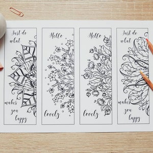 Set of 4 Printable Mandala Coloring Bookmarks, JPG, PNG, PDF - Etsy