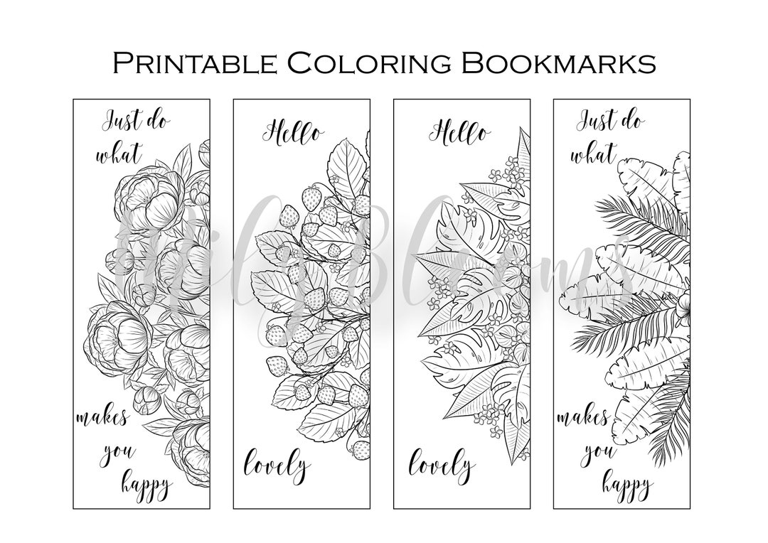 Set of 4 Printable Floral Mandala Coloring Bookmarks, JPG, PNG, PDF - Etsy