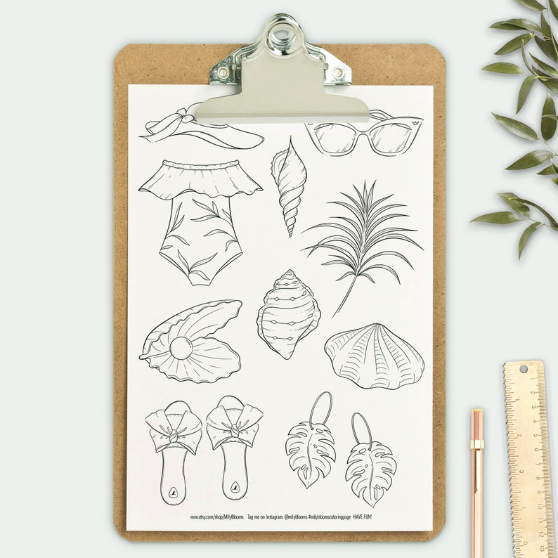 PRINTABLE and DIGITAL Tropical Adults Coloring Page Summer - Etsy