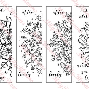 Set of 4 Printable Mandala Coloring Bookmarks, JPG, PNG, PDF - Etsy