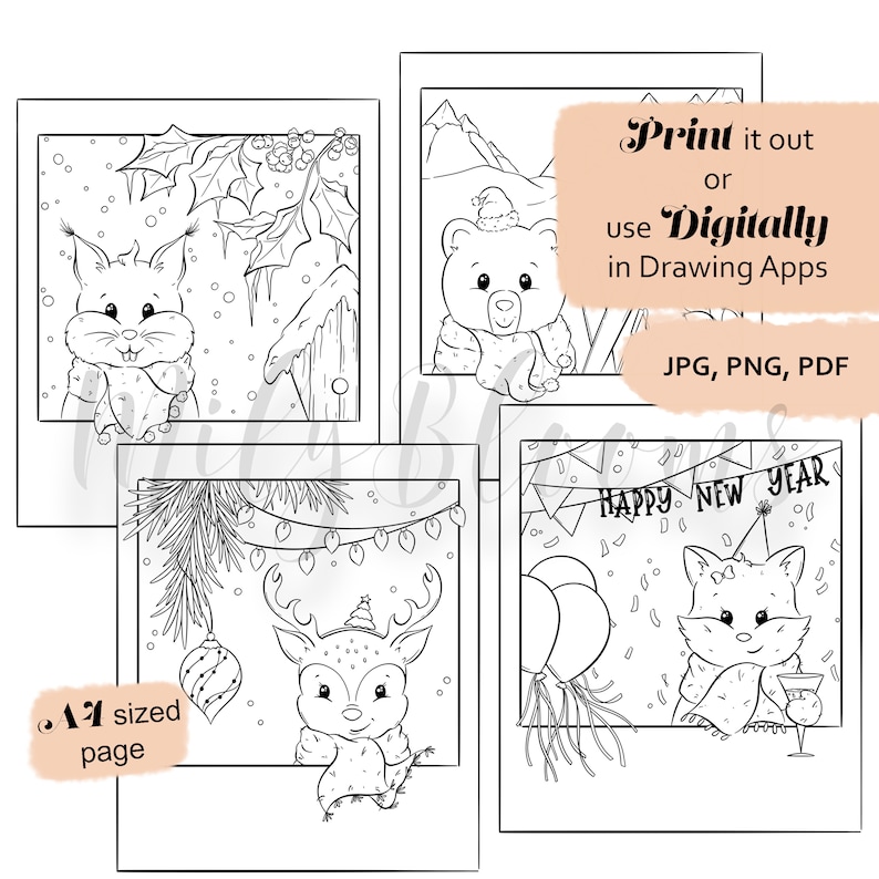 PRINTABLE and DIGITAL Coloring Page for Adults Winter - Etsy