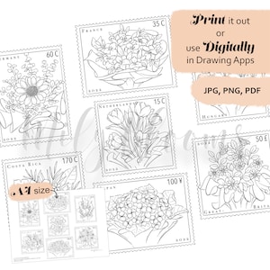 PRINTABLE and DIGITAL Coloring Page for Adults, Tiny Flower Bouquets ...