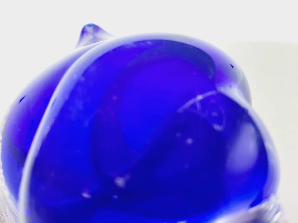 Beautiful Vintage Maltese Mtarfa Art Glass Blue Art Glass Shell Bowl ...