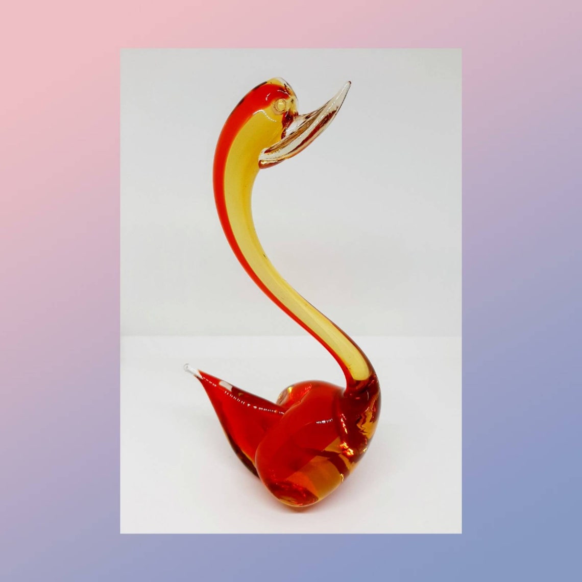 Vintage 1960's Large Murano Seguso Red Amber Art Glass - Etsy
