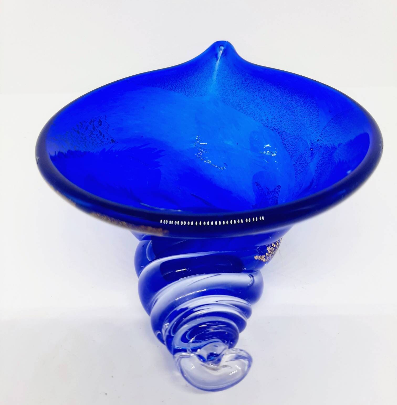 Beautiful Vintage Maltese Mtarfa Art Glass Blue Art Glass Shell Bowl ...