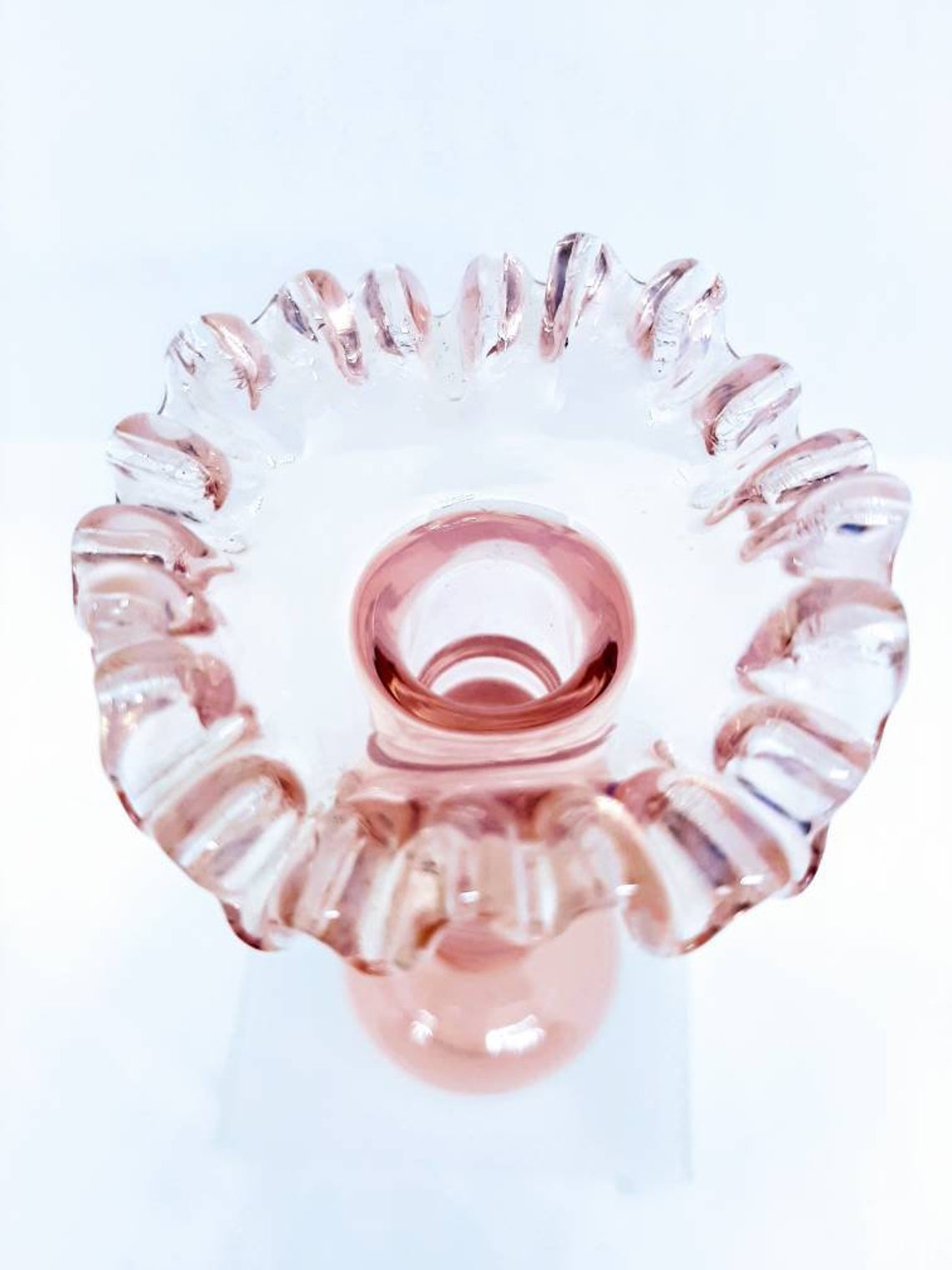 Vintage 1950's Czech Bohemian Boro Pink Cased Opaline Crystal Vase ...