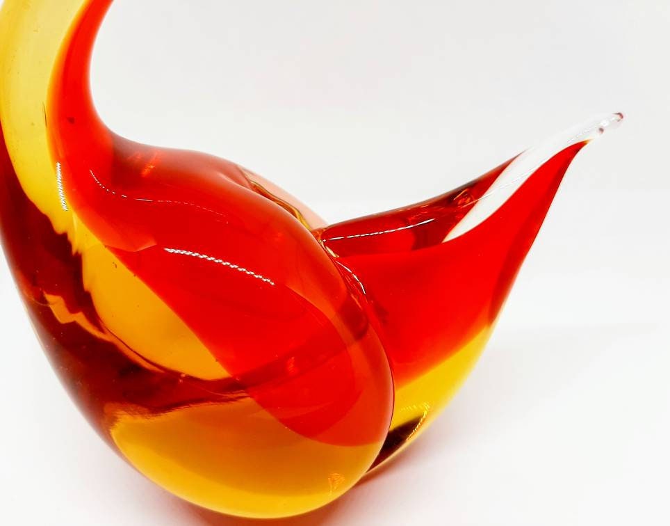 Vintage 1960's Large Murano Seguso Red Amber Art glass | Etsy