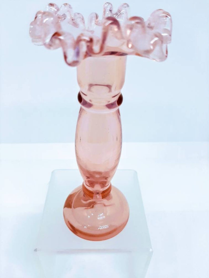 Vintage 1950's Czech Bohemian Boro Pink Cased Opaline Crystal Vase ...